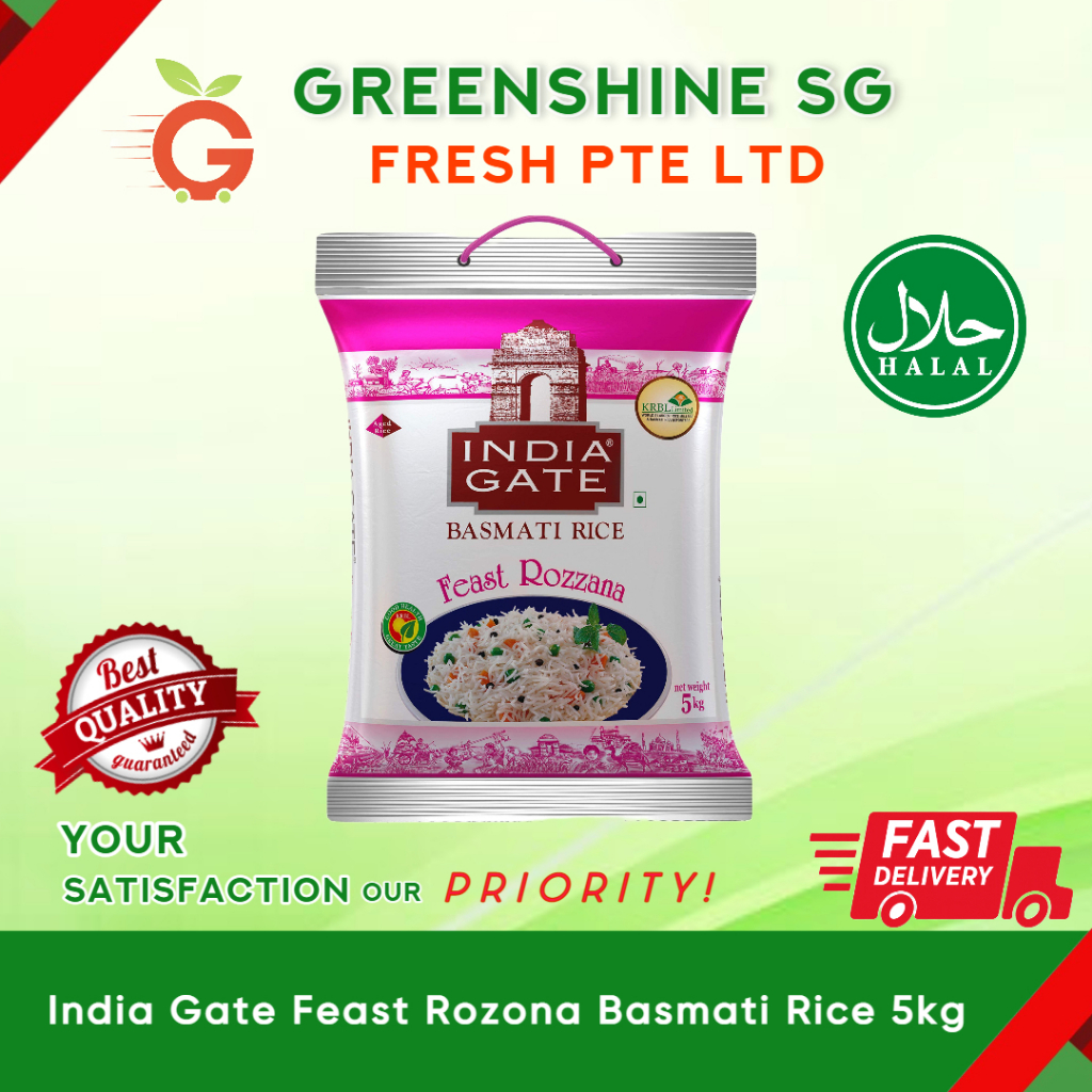 INDIA GATE FEAST ROZONA BASMATI RICE 5KG | Shopee Singapore