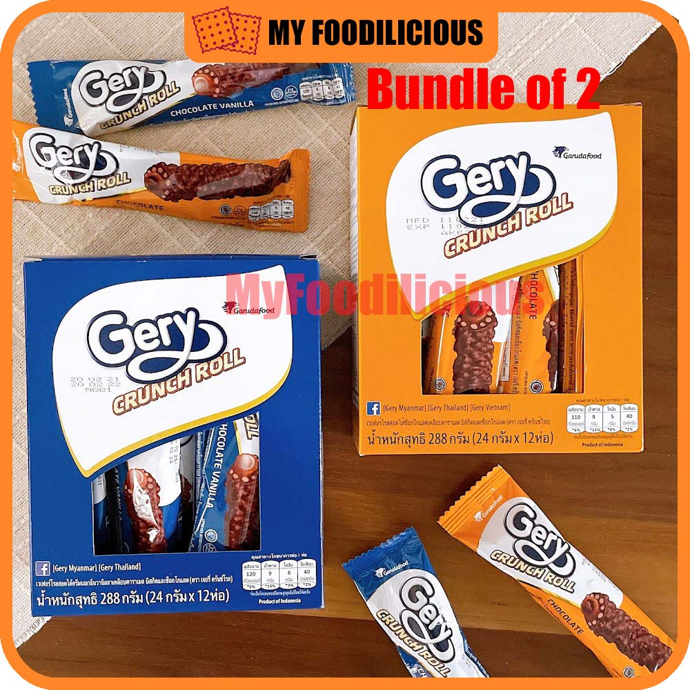 Gery Crunch Roll Chocolate Roll Cake Box Of 276g (12 Sticks) | Shopee ...
