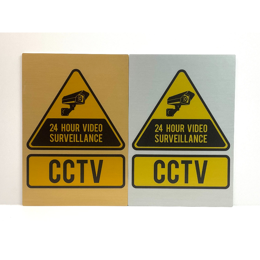 24 HOUR VIDEO SURVEILLANCE CCTV SILVER/GOLD SIGNAGE ( 210mm x 148mm ...