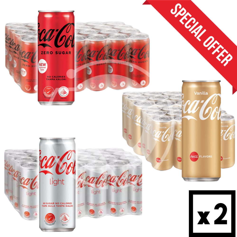 [Bundle of 2] Coca-Cola Coke Zero/Light/Vanilla (320ml x 24 Cans x 2 ...