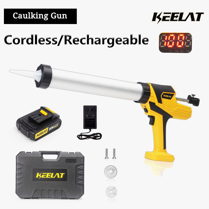 KEELAT 2 in 1 Cordless Electric Caulking Caulk Gun Rechargeable Battery ...
