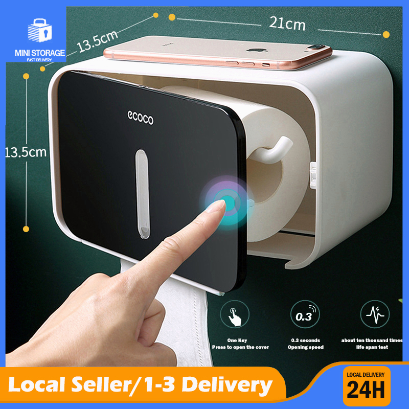 ECOCO Waterproof Toilet Tissue Box Wall Mounted Paper Holder Paper Dispenser for Bathroom ...