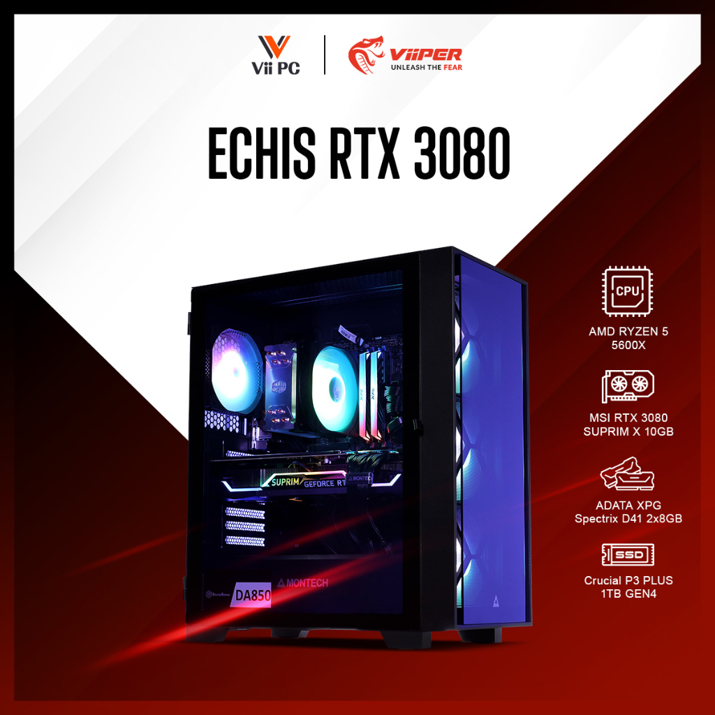 ViiPER PC CROTALUS RTX 3080 Gaming PC, RYZEN 5 5600X + RTX 3080 SUPRISM ...