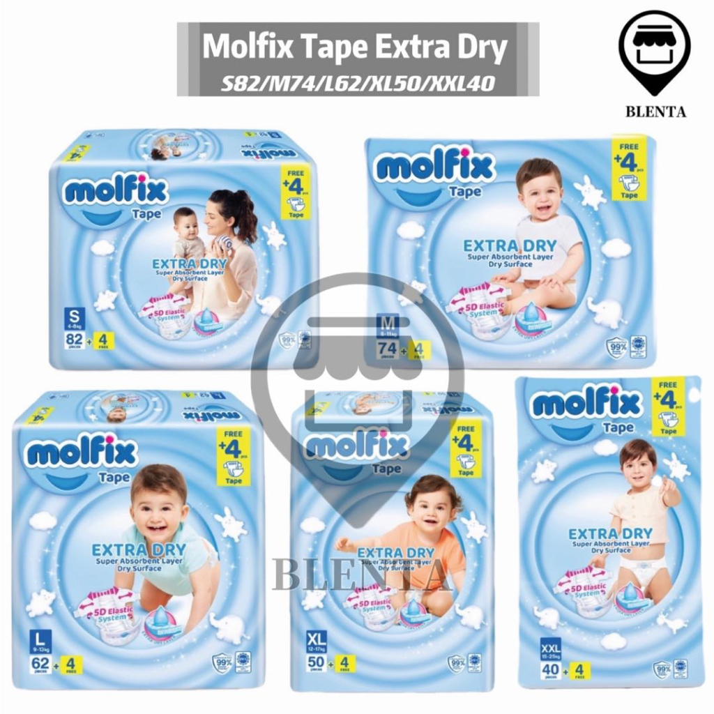 Molfix Tape Extra Dry Pants Diaper S82/M74/L58/XL50/XXL40 SG READY ...
