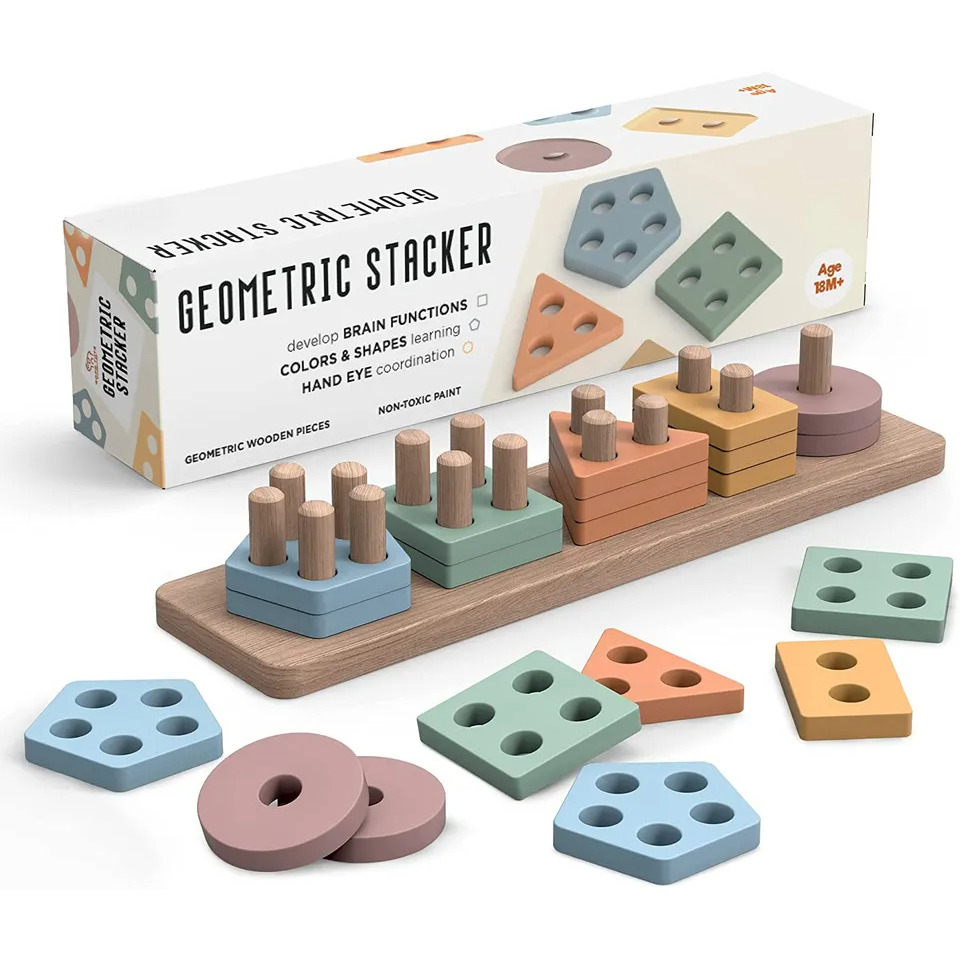 [SG STOCK] Early Learner | Montessori Geometric Block Sorting Stacker ...