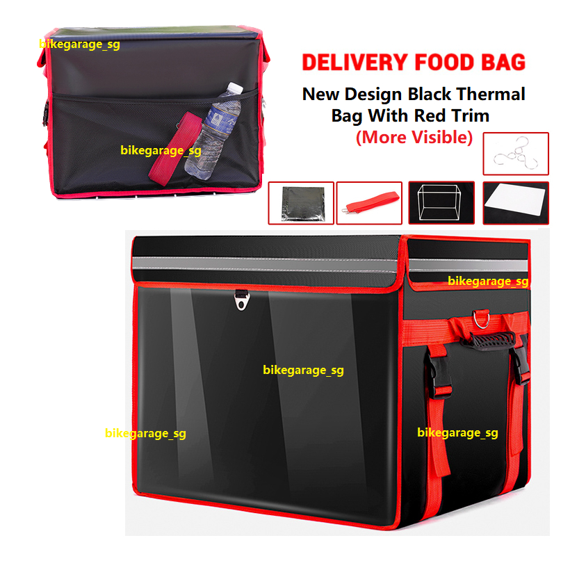 [SG SELLER] Thermal Bag Red Brim Bicycle Food Delivery Box, Motorcycle ...