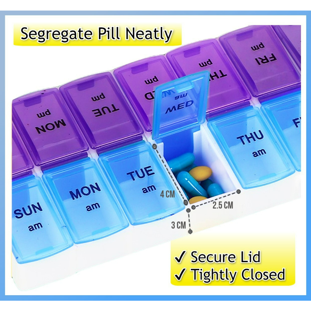 Eco-Store (English/Chinese) Large 14 Compartments Medicine Box Pill ...