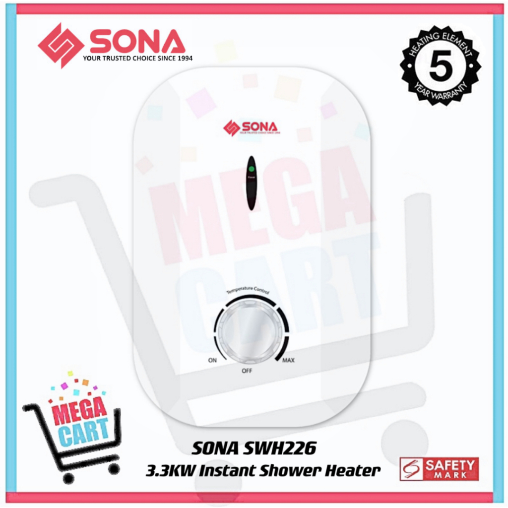 Sona 3.3KW Instant Shower Heater SWH226 | SWH 226 (5 Years Heating Element Warranty) | Shopee ...