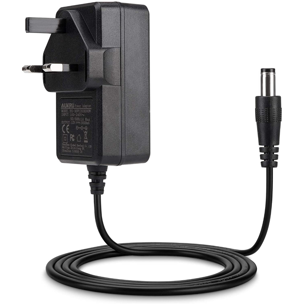 "Aukru 12V 3A Power Supply AC to DC 5.5mm Adapter 36W Transformer ...