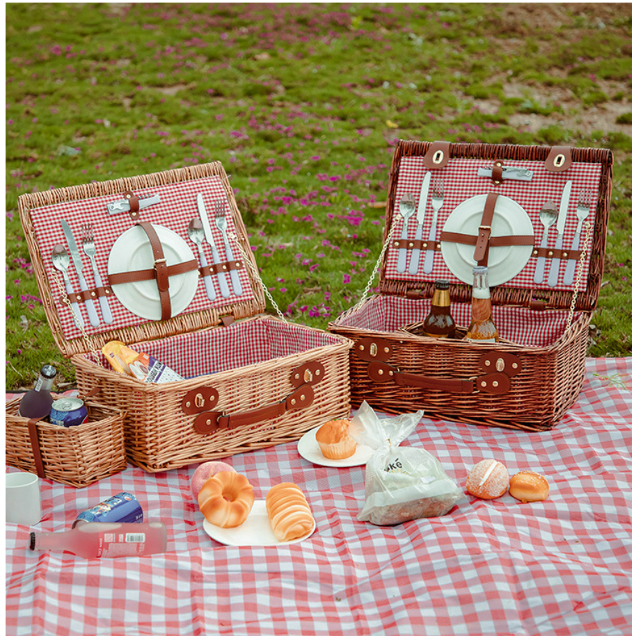 ”LOCAL STOCK" Picnic Basket Wicker Picnic Basket with Lid and Handle ...