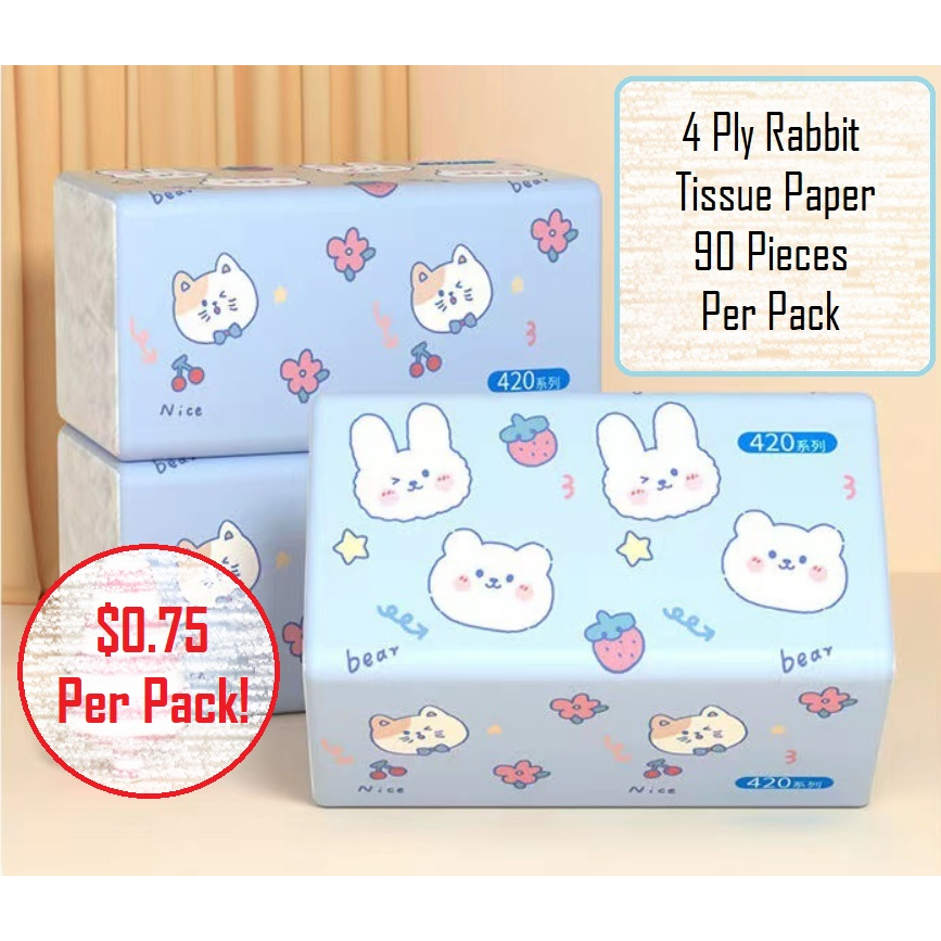 (BEST ON SHOPEE) 4 Ply Rabbit Tissue Paper (17.5cmX14.5cm) | Shopee ...