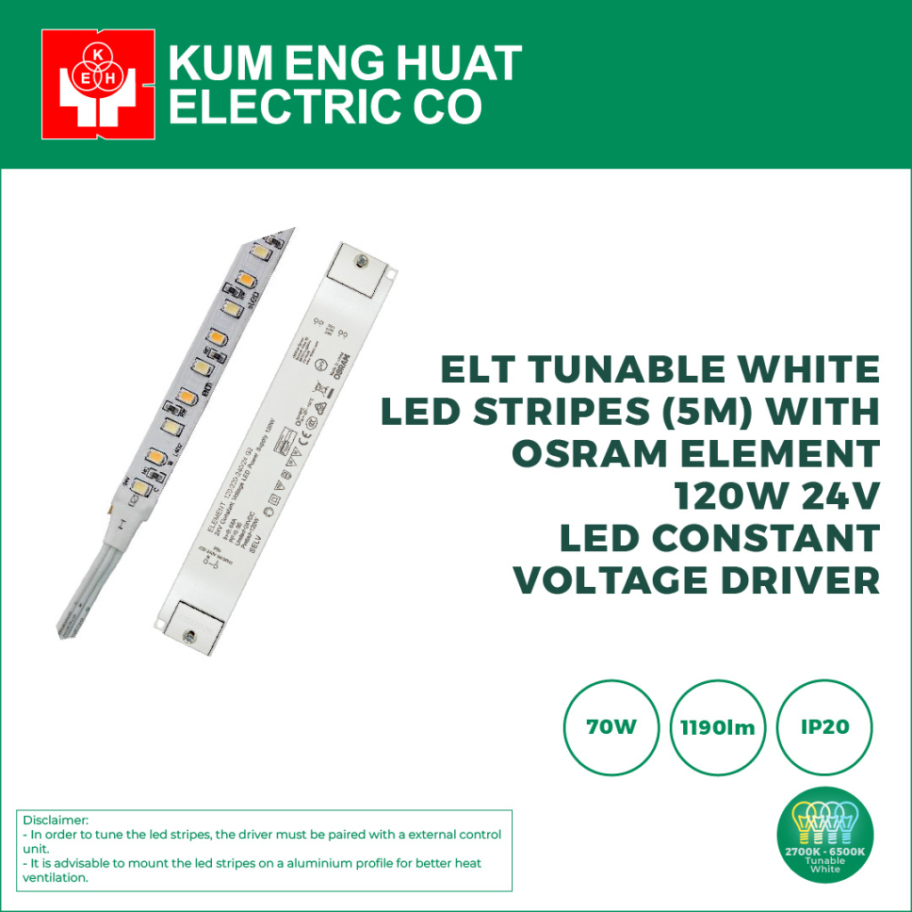 ELT TUNABLE WHITE LED STRIPES (5M) WITH OSRAM ELEMENT 120W 24V LED ...