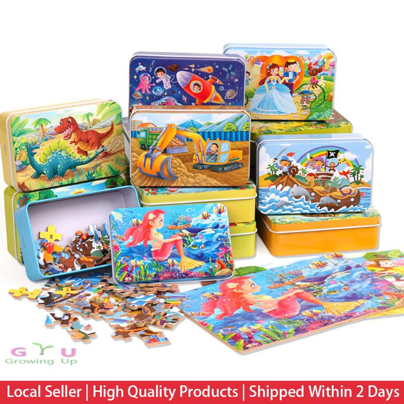 GU [SG Stock] 60/100pc Wooden Puzzle Set Jigsaw In Gift box Early ...