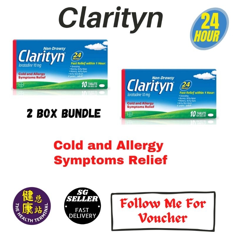 [Bundle of 2] Clarityn Non-Drowsy Allergy Relief (10 Tablets) 24 hours ...