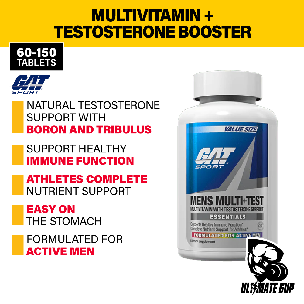GAT Sport, Men's Multi + Test, Multivitamin & Testosterone, Healthy ...