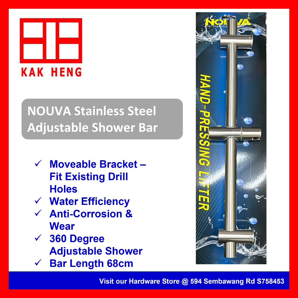 NOUVA Stainless Steel Moveable Bracket Adjustable Riser Slider Bathroom ...