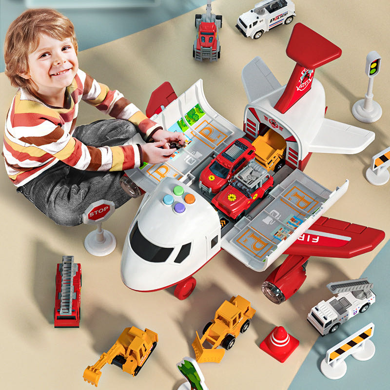 [SG] Toy Transport Aircraft with 4 cars Music Story Simulation Track ...