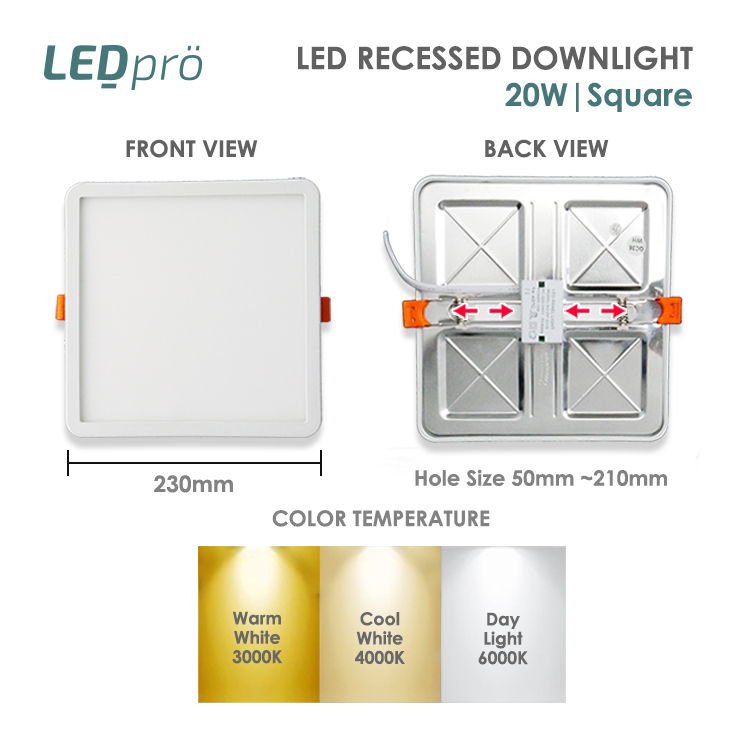 [Buy 2 Free 1] LED PRO LED LIGHT Recessed Light Downlight Light Square ...