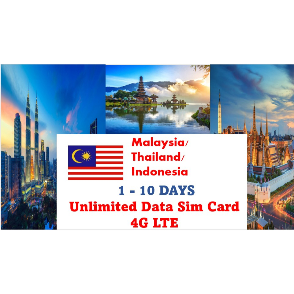 Malaysia Thailand Indonesia Unlimited Data Sim Card 1 day/ 3 days/ 5 ...