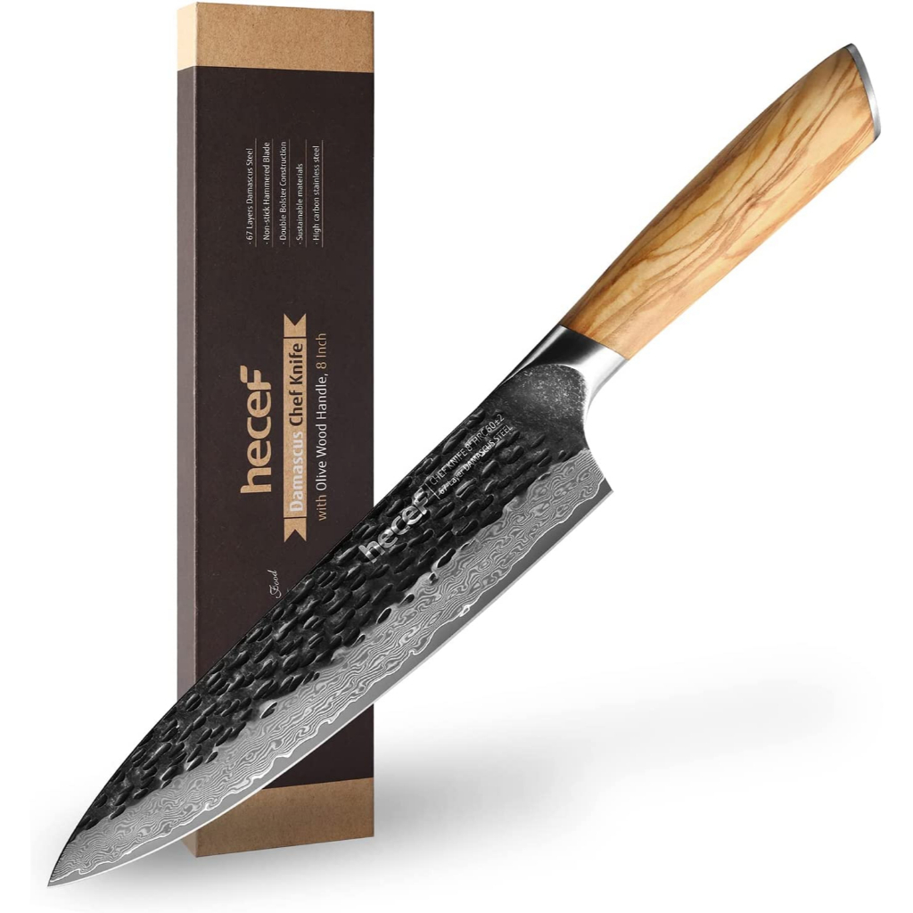 hecef 8 Inch Chef Knife Damascus Professional Japanese Knife, High ...