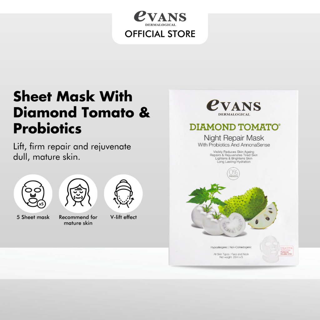 Evans Dermalogical Diamond Tomato Night Repair Mask with Probiotics and ...