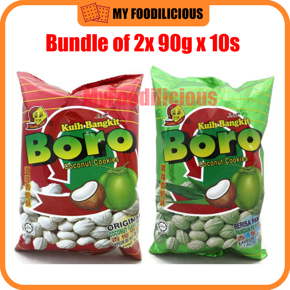 Boro Coconut Cookies Pandan/Original 90g x 10pcs | Shopee Singapore