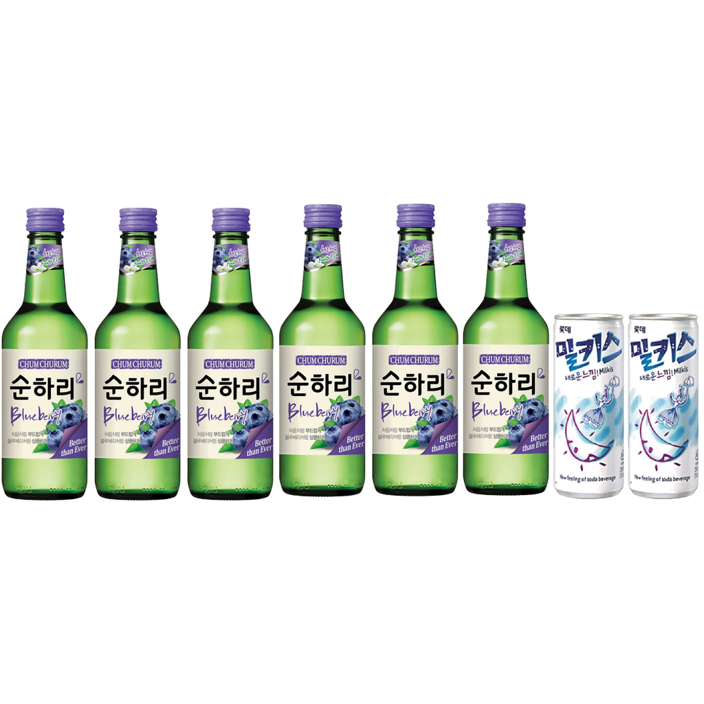 Lotte Chum Churum Korean Soju - BLUEBERRY - 6 Pack Deal - 12% abv (06 x ...