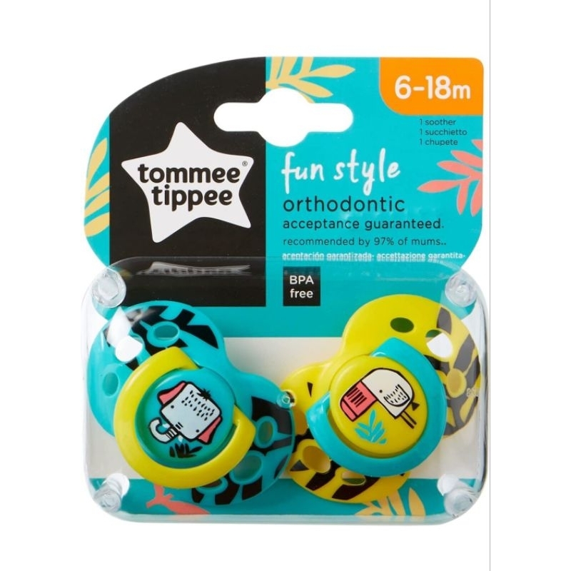 Tommee Tippee Fun Style Soothers, Symmetrical Orthodontic Design, BPA ...