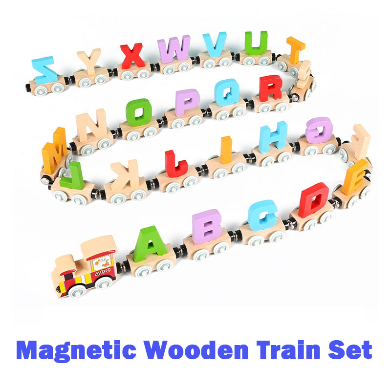 12/27pcs Magnetic Wooden Alphabet Number Train Set | Shopee Singapore