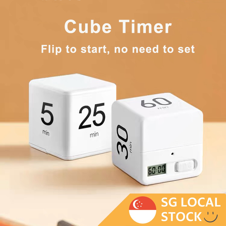 Cube Timer Digital Kitchen Timer Countdown Alarm Flip to Start | Shopee ...