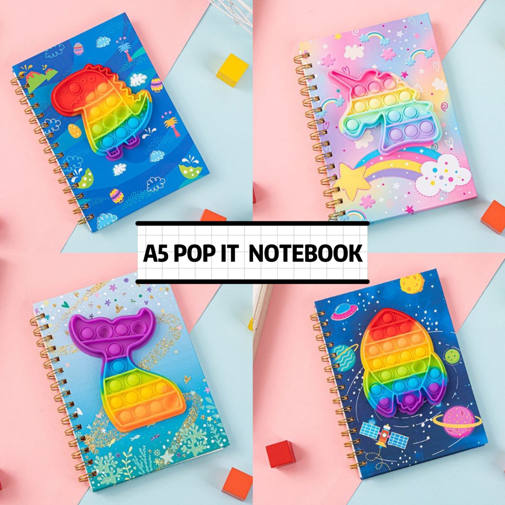 A5 Pop It Notebook Spiral Hardcover Fidget Toys School Stationery ...