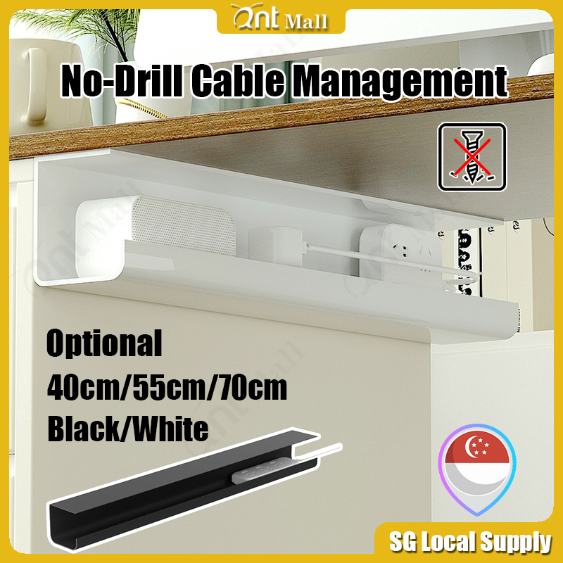 [SG] Under Desk Cable Management Under Table Cable Tray No-Drill Cord ...