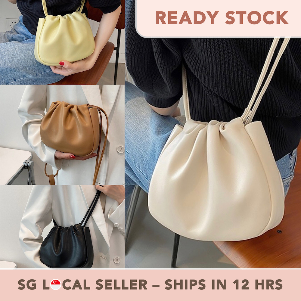 SG SELLER Small Pleated Drawstring Cloud Puffy Crossbody Bag / 4 ...