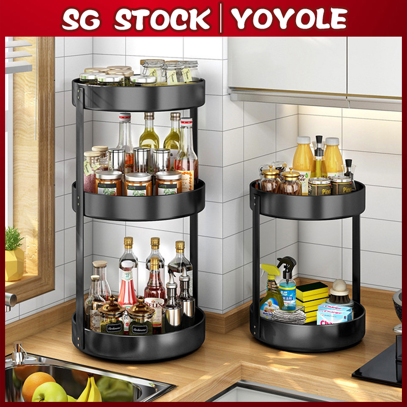 Kitchen 360 Rotating Spice Rack Organizer Lazy Susan Spice Container ...