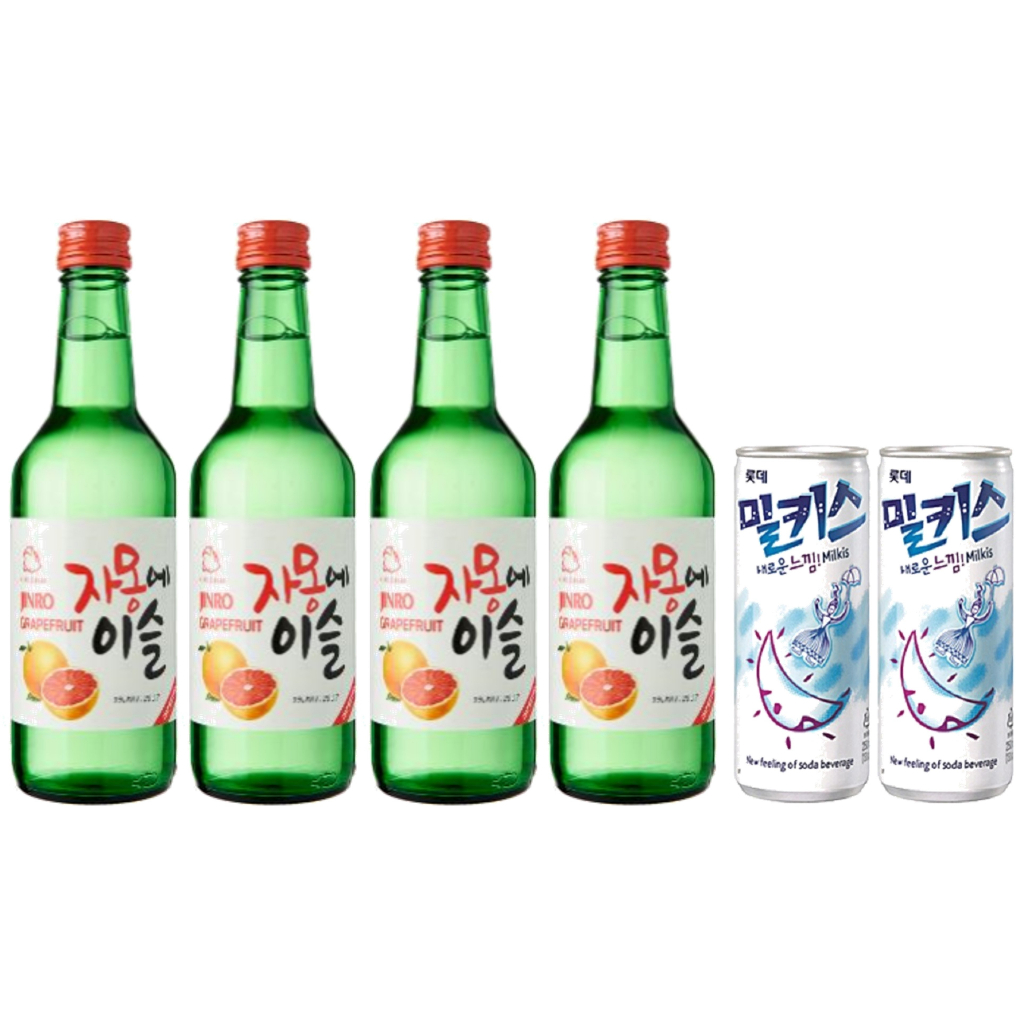 Jinro Soju - GRAPEFRUIT - 4 Pack Bundle - 13% abv (04 x 360ml Bottle ...