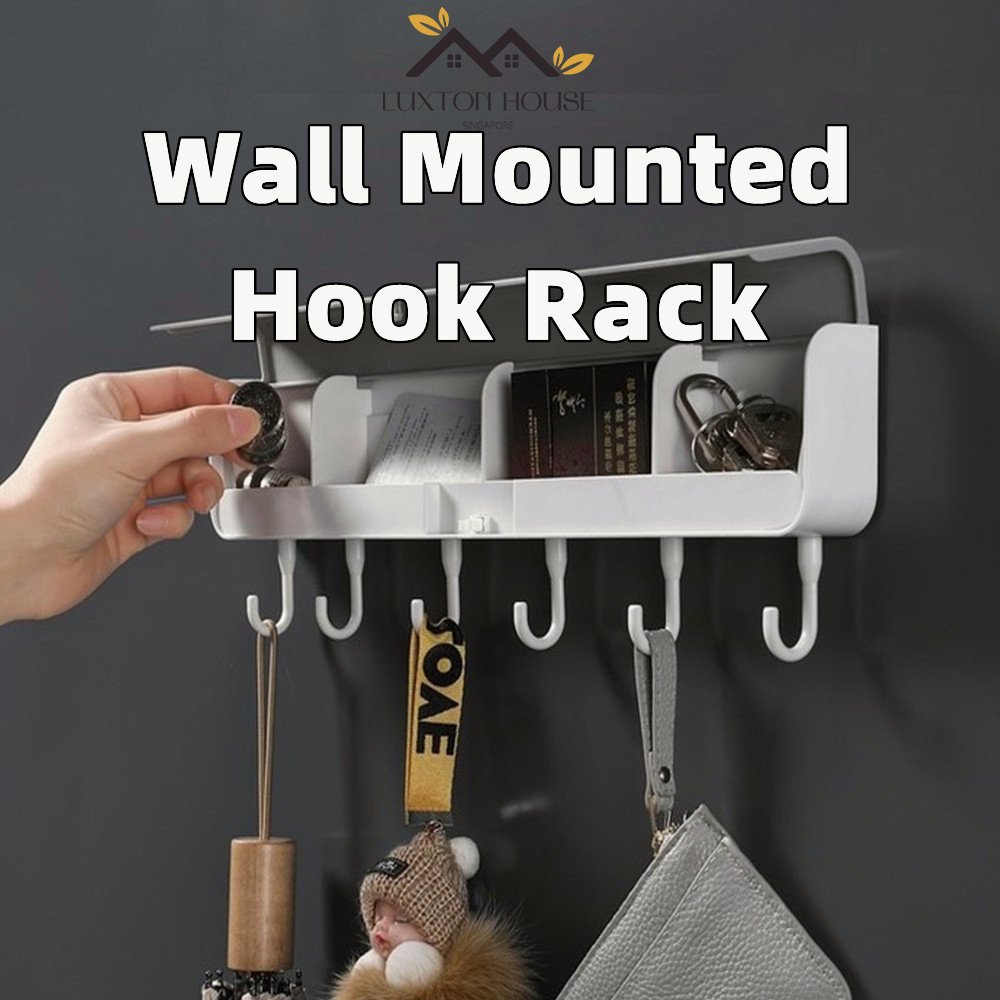 {SG} Wall Mounted Hook Rack Kitchen Bathroom Wall Door Hooks Clothes ...