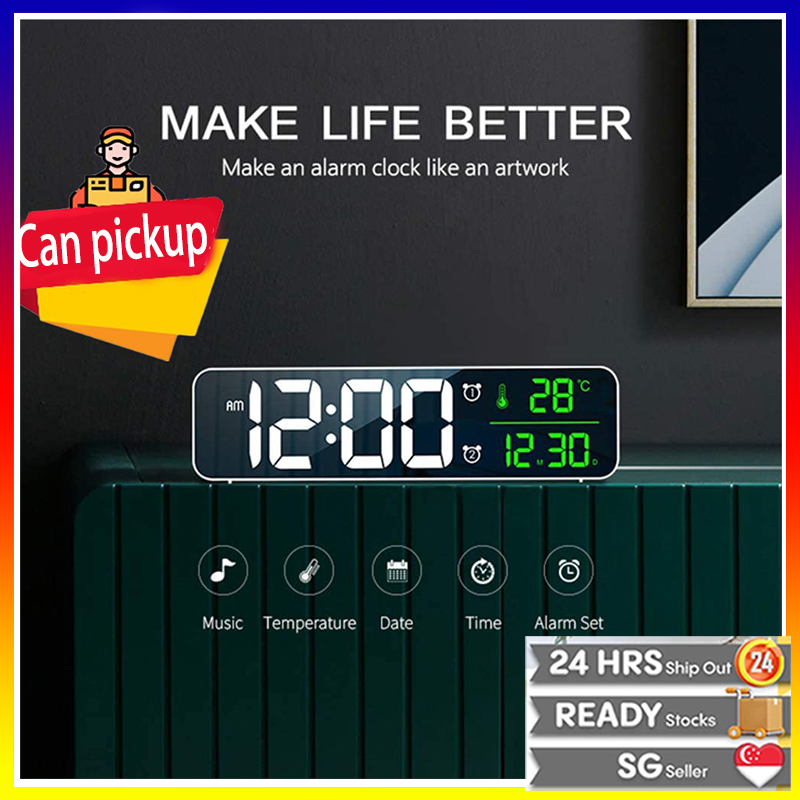 🔥SG🔥 LED Alarm Clock Digital Table Clock Digital Wall Clock Voice ...