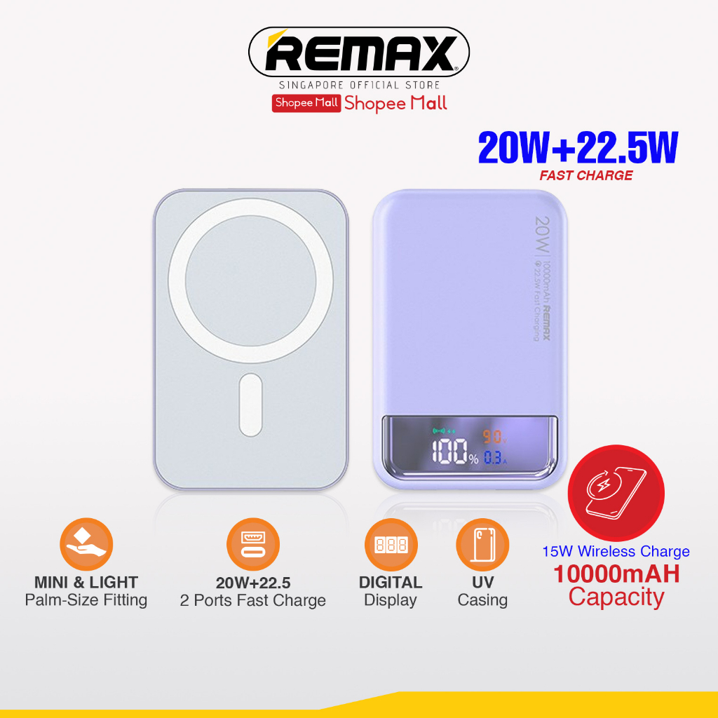 [Remax Energy] RPP-525 Yantor Series 10000mAH 20W + 22.5W +15W Mini ...