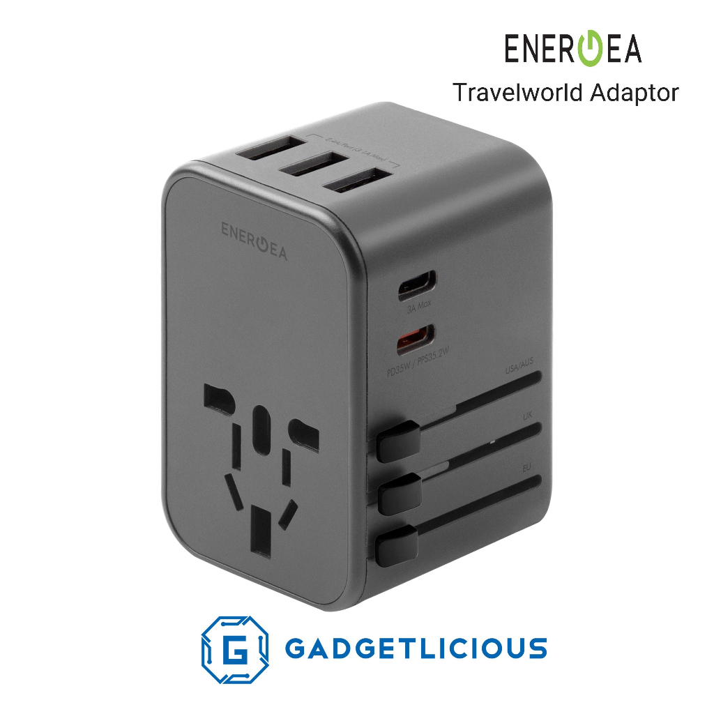 Energea Travelworld Adapter 35 type A 3A2C type C 35.5W Travel Adaptor Adapter | Shopee Singapore