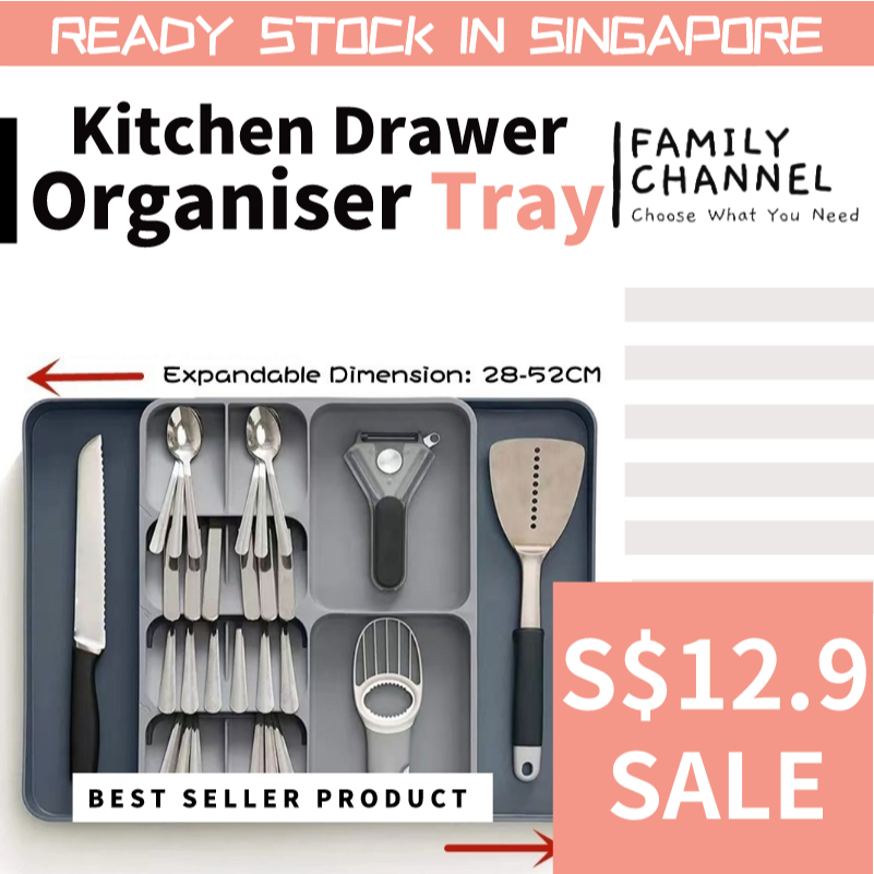 SG Stock Expandable Kitchen Drawer Organiser Tray | Cutlery Holder ...
