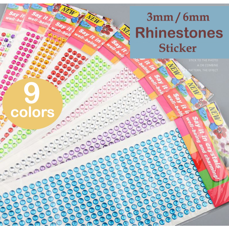 [SG] 1040 pcs - 3mm / 6mm Rhinestones Sticker Sheet | Diamond Crystal ...