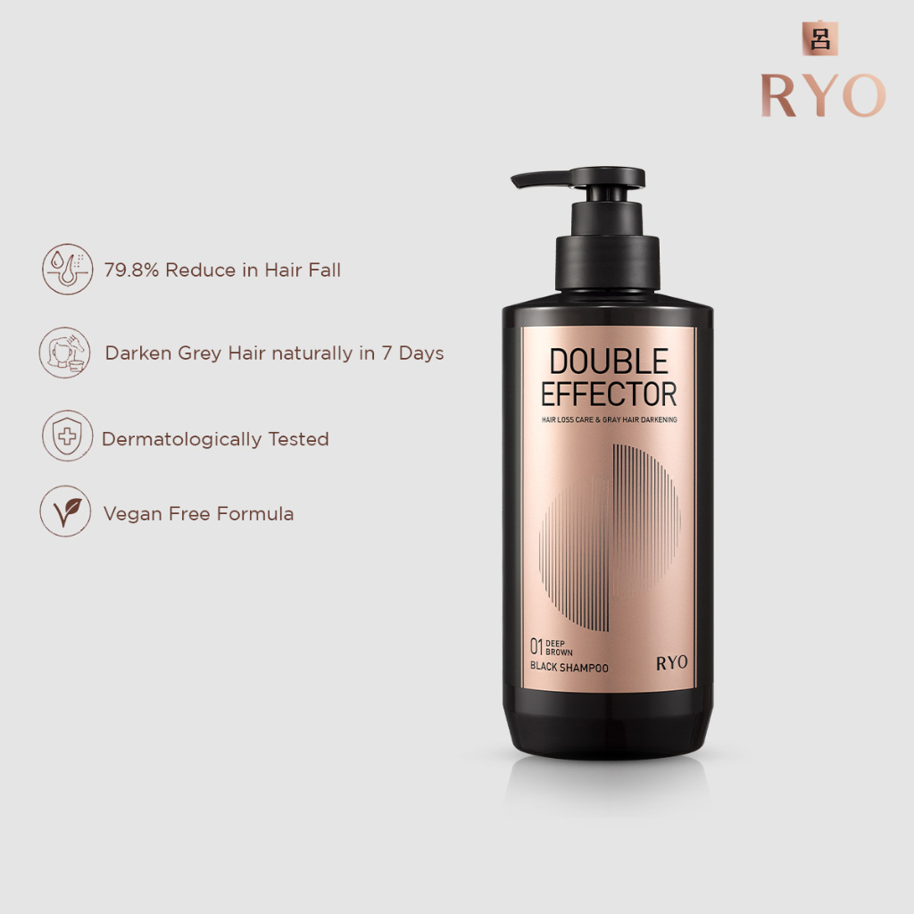 Ryo Double Effector Black Shampoo 543 ml (For Grey Hair Coverage + Anti ...