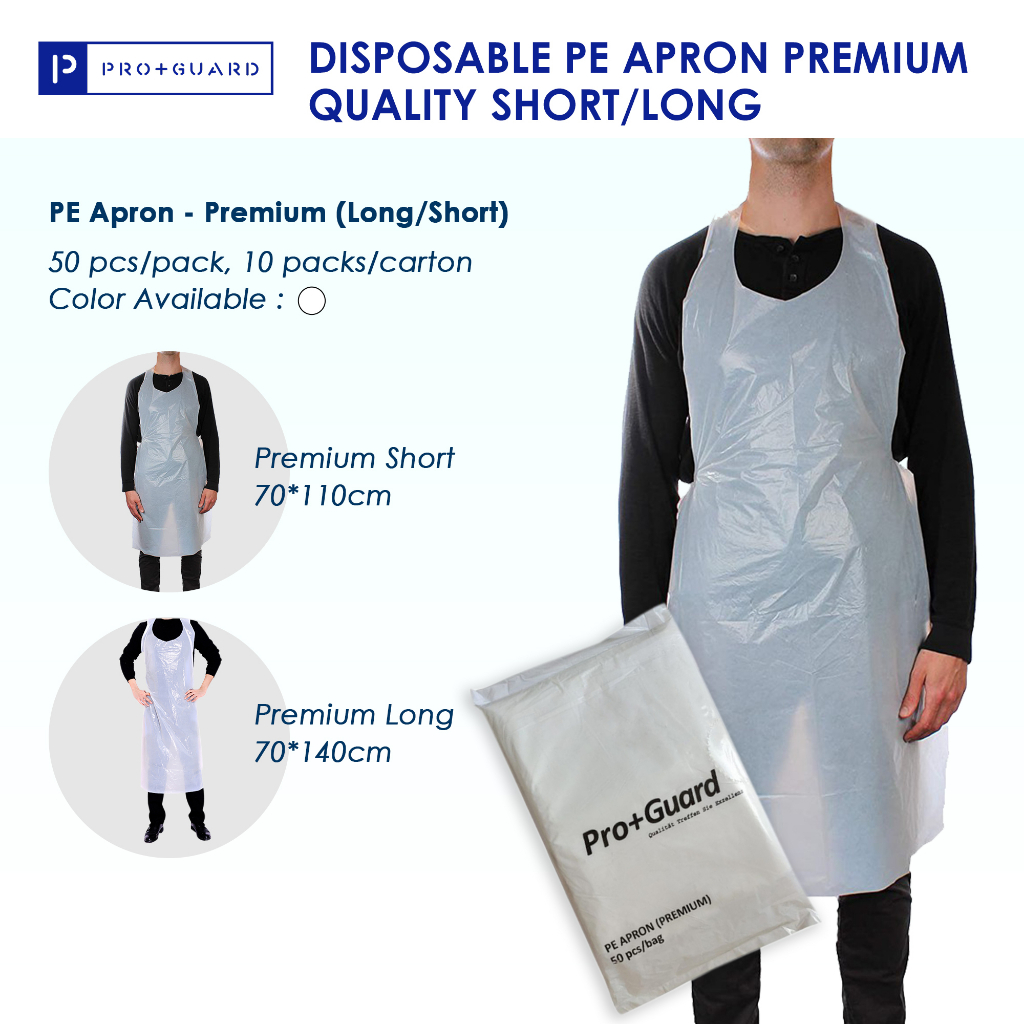 [PPE Ready-Stock] Pro+Guard Disposable PE Apron - PREMIUM Short/Long ...