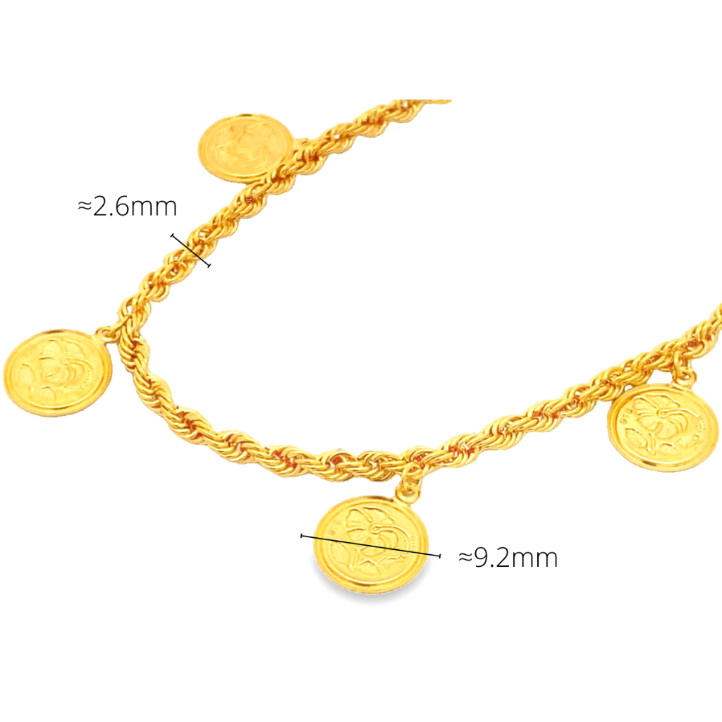 Top Cash Jewellery 916 Gold Dangling Flower Rope Bracelet | Shopee ...