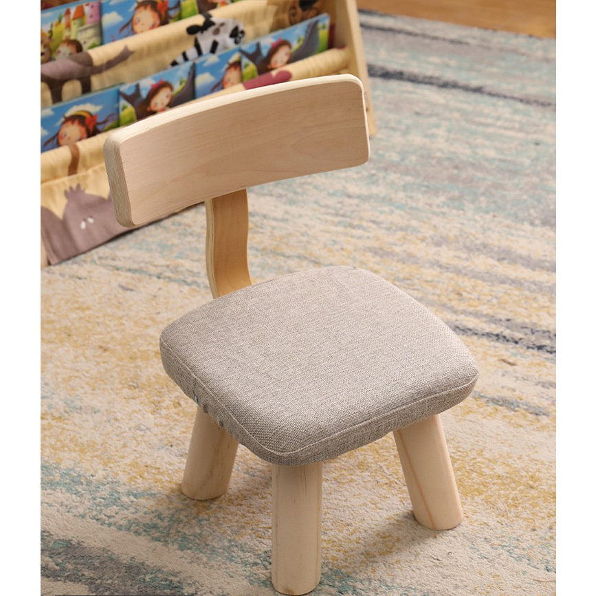 SMALL WOODEN OTTOMAN STOOL KIDS BACK SUPPORT WOODEN STOOL WITH CUSHION ...