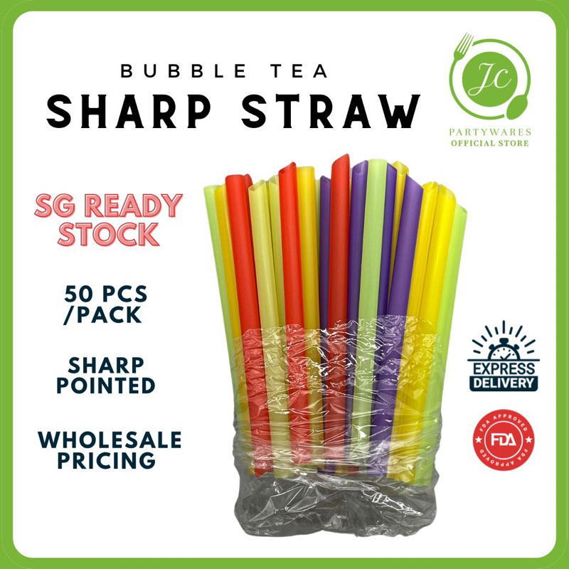 SG READY STOCK - Bubble Tea Plastic Sharp Straw, Boba Tea Straw Sharp ...