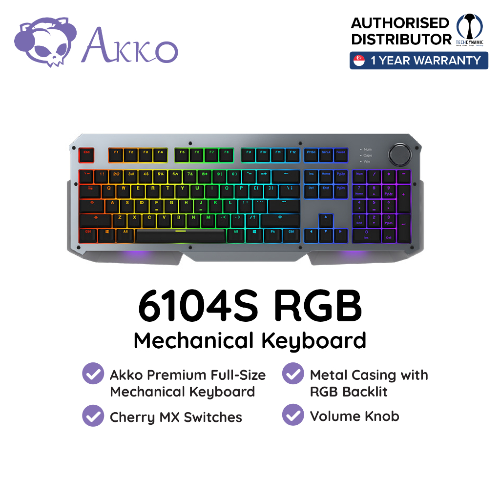 AKKO 6104S RGB Mechanical Keyboard, Cherry Brown Tactile Switch ...