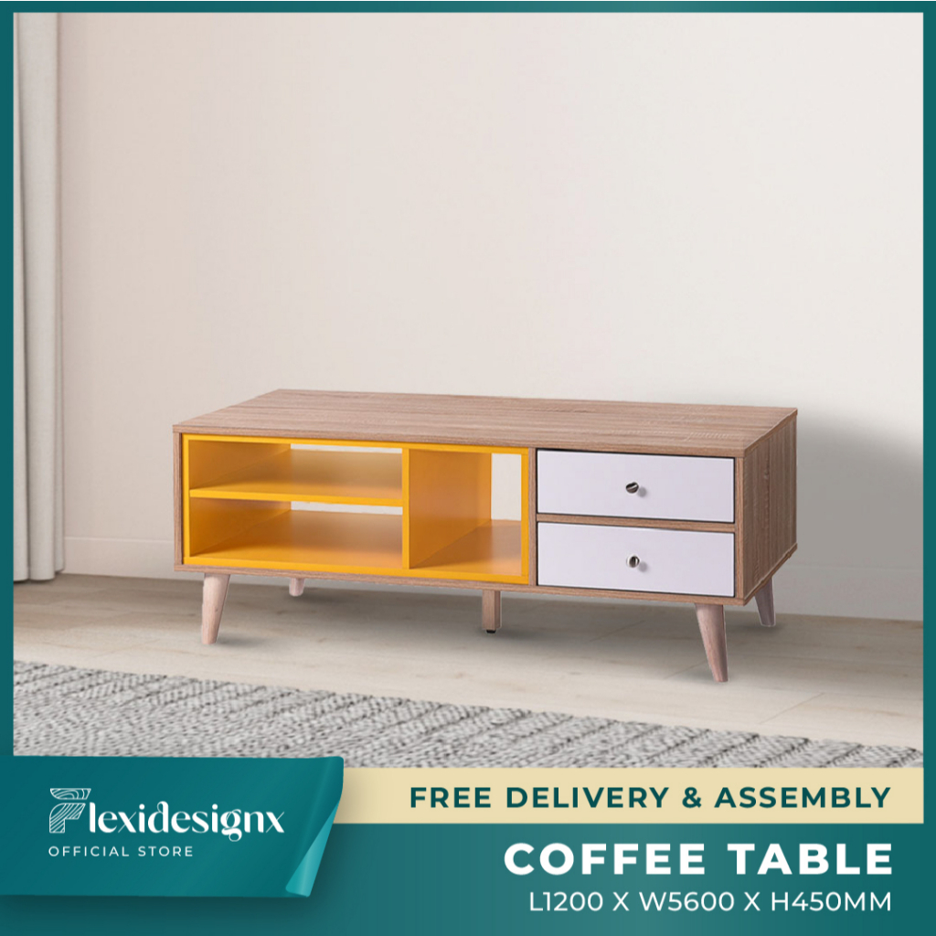 Coffee Table with 2 Drawer More Storage Tea Table Sofa Table Living ...