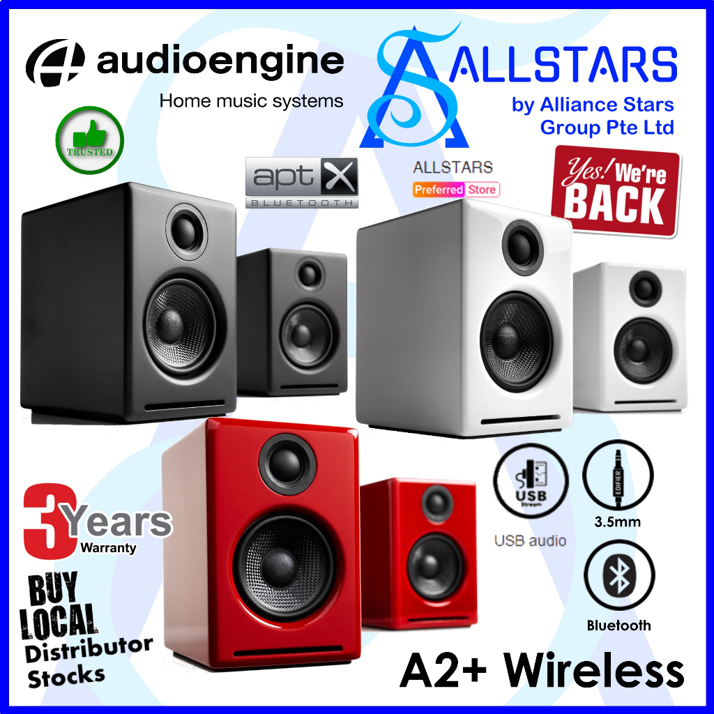 Audioengine A2+ Wireless (Satin Black) 2.0 Bluetooth Speakers / Home Music System with Bluetooth ...