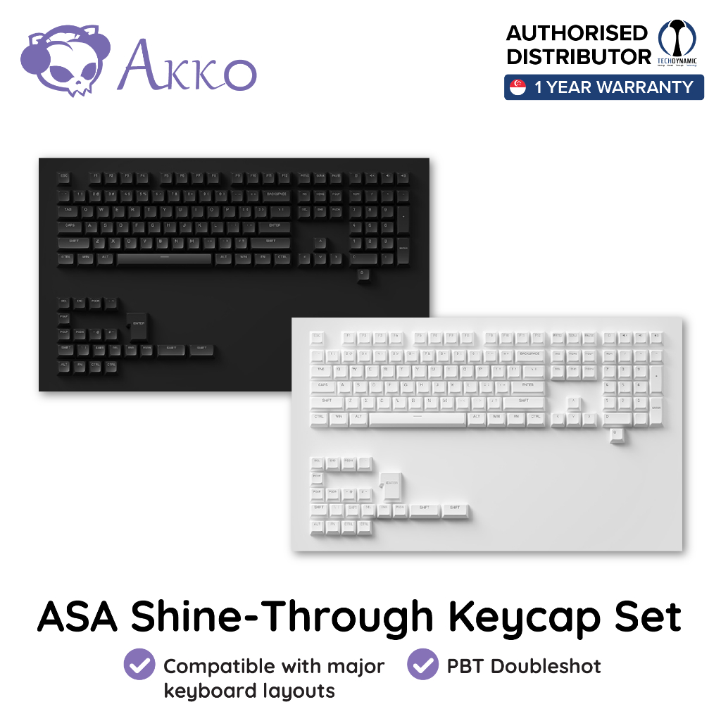 AKKO ASA Shine-through Keycap Set, Black & White | Shopee Singapore